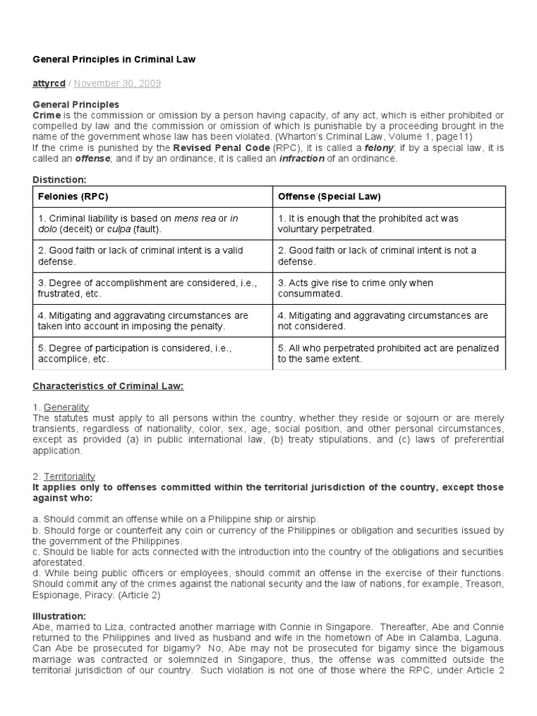 General Principles in Criminal Law | PDF | Criminal Law | Crime & Violence