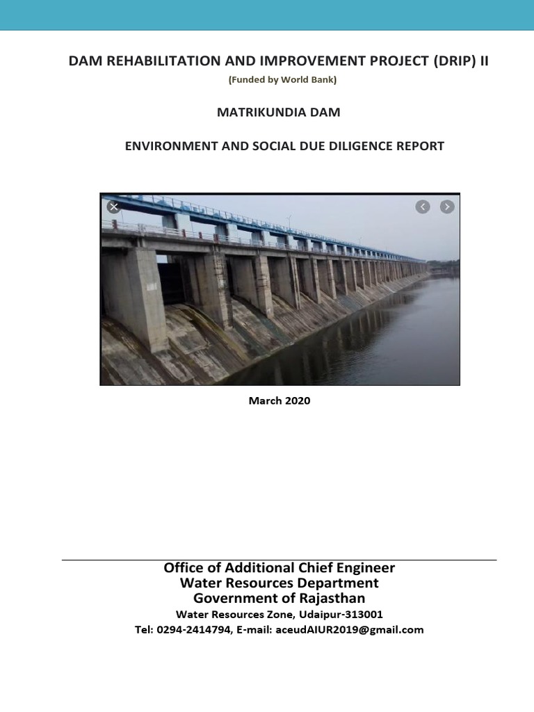 DRIP II ESDD Report Matrikundia Dam | PDF | Dam | Risk