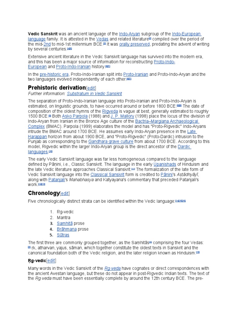 Prehistoric Derivation: Vedic Sanskrit Was An Ancient Language of The ...