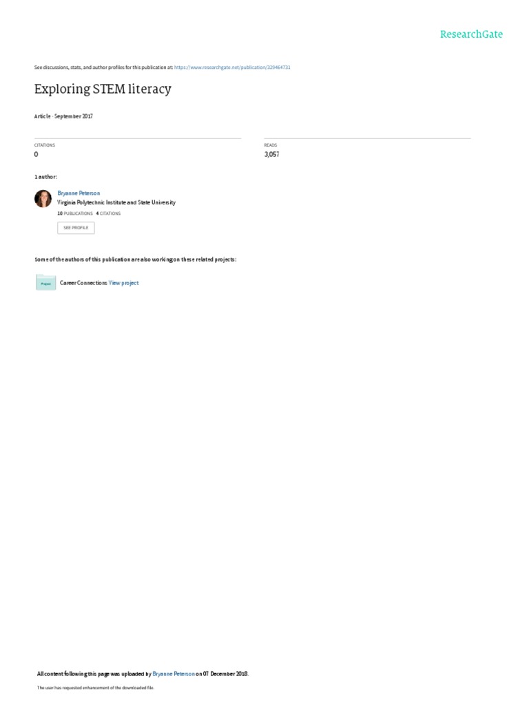 Definition of Stem Literacy | PDF | Science, Technology, Engineering ...