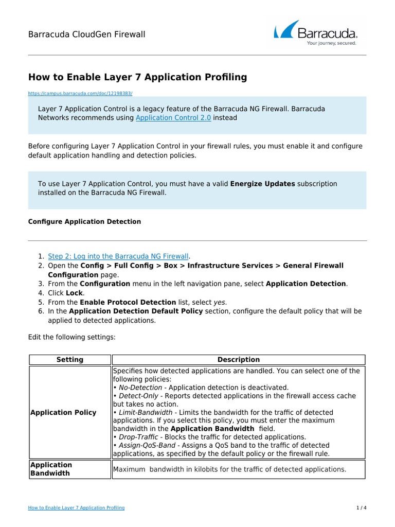 How To Enable Layer 7 Application Profiling: Barracuda Cloudgen Firewall | PDF | Firewall ...