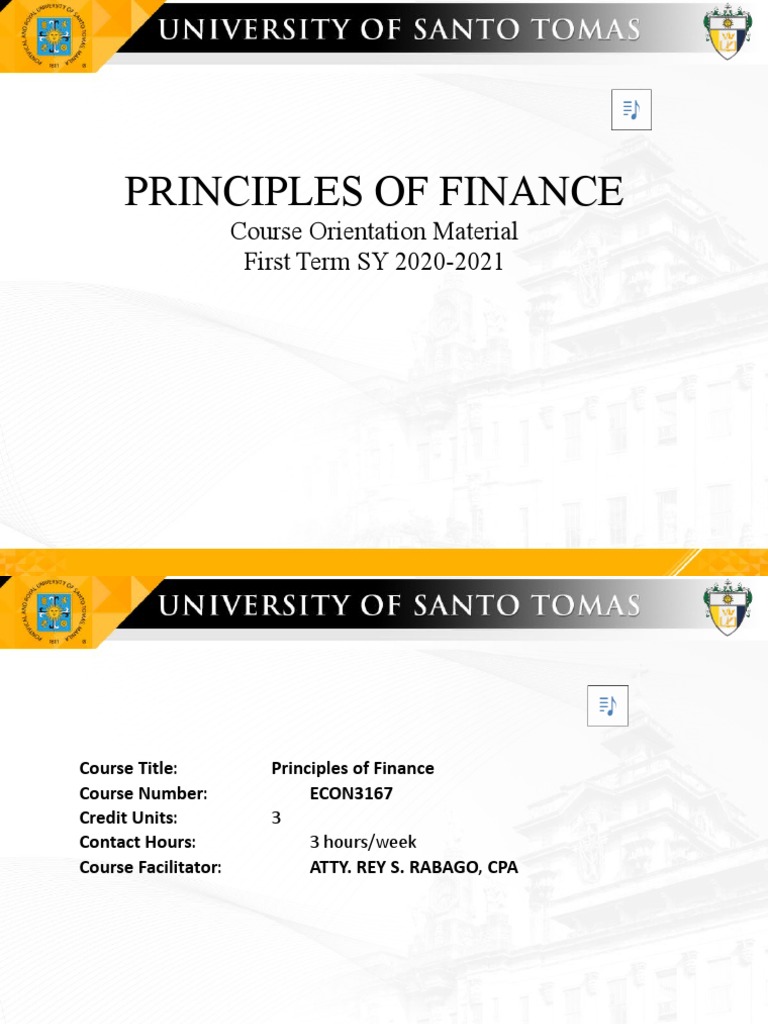 Principles of Finance-Course-Orientation-Material v.2 | PDF | Risk ...