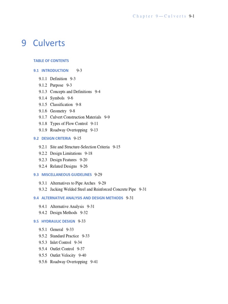 Chapter9 Culverts | PDF | Flood | Pipe (Fluid Conveyance)