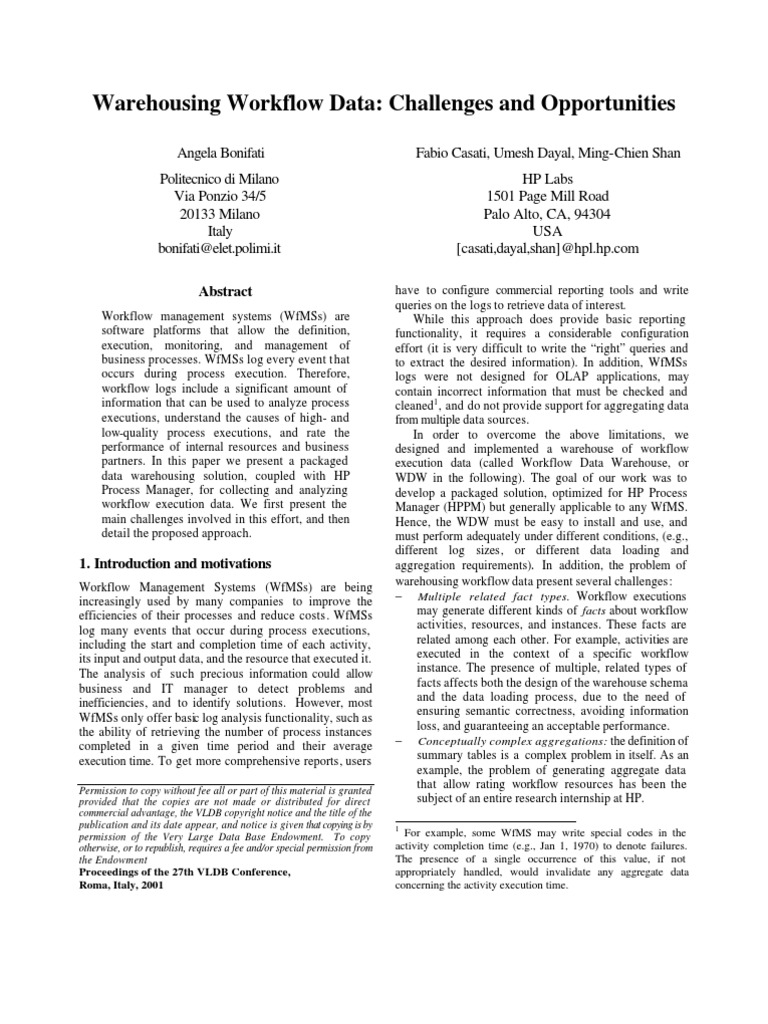 Warehousing Workflow Data Challenges and Opportunities | PDF | Data ...