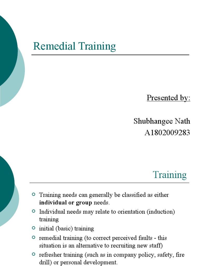 Remedial Training | PDF | Nature | Employment