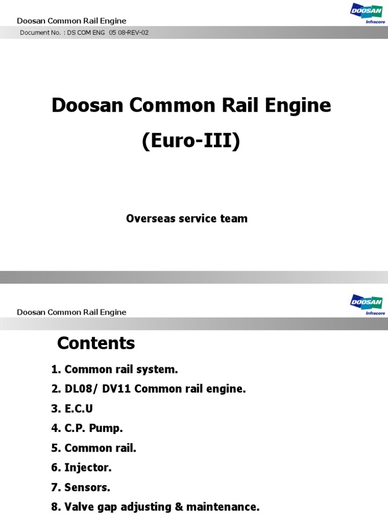 Doosan Common Rail Engine Overview | PDF | Fuel Injection | Vehicles