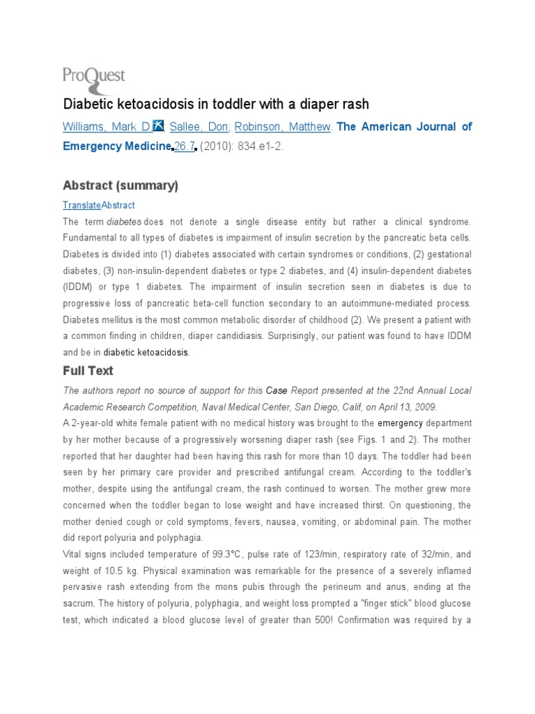 Diabetic Ketoacidosis in Toddler With A Diaper Rash | PDF | Diabetes ...