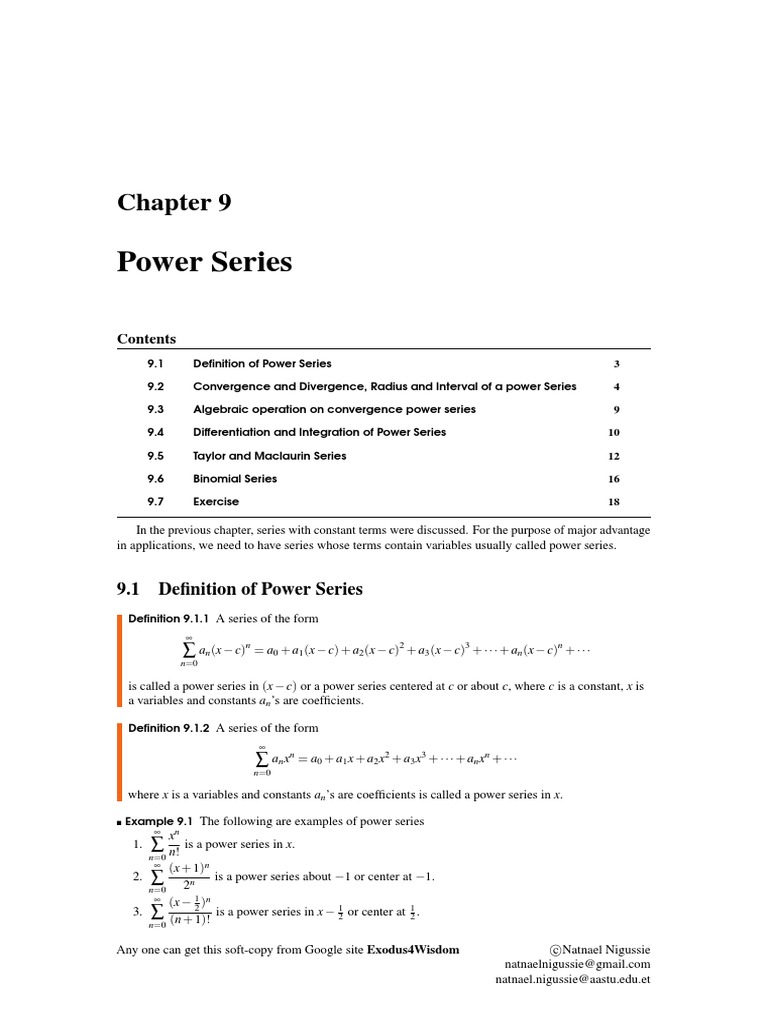 9.1 Definition of Power Series | PDF | Power Series | Mathematical Objects