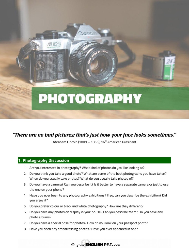 Your English Pal ESL Lesson Plan Photography v1 | PDF | Photograph | Camera