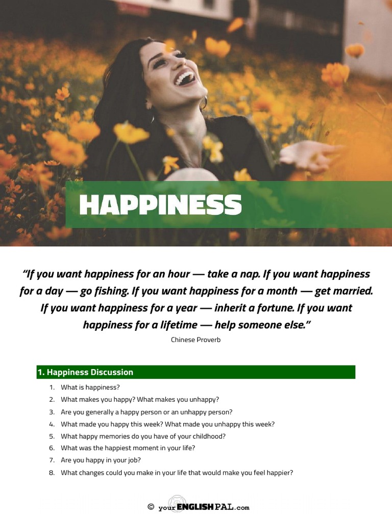Exploring Happiness in ESL Lessons | PDF | Happiness | Cognition