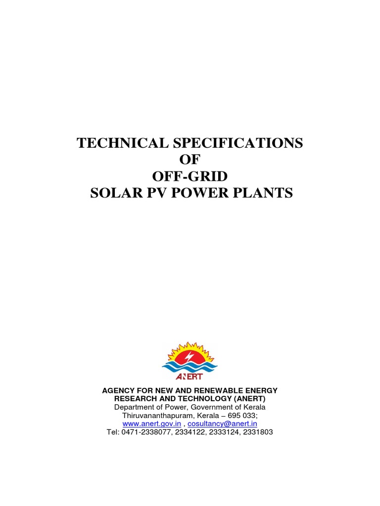 Off-Grid Solar PV Power Plant Specs | PDF | Photovoltaics ...