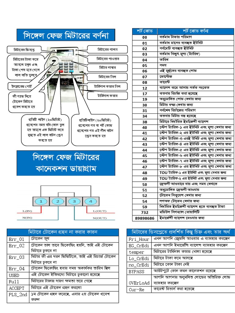 Bangla User Manual For WZPDCL Smart Meter | PDF