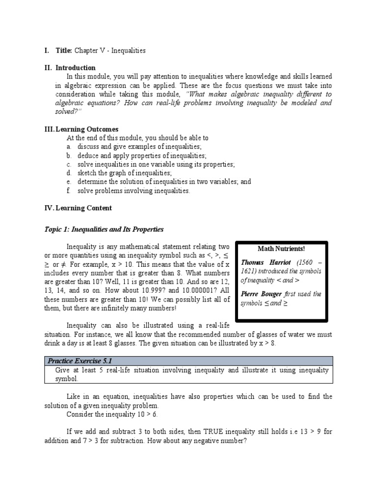 Understanding and Solving Inequalities | PDF | Interval (Mathematics ...