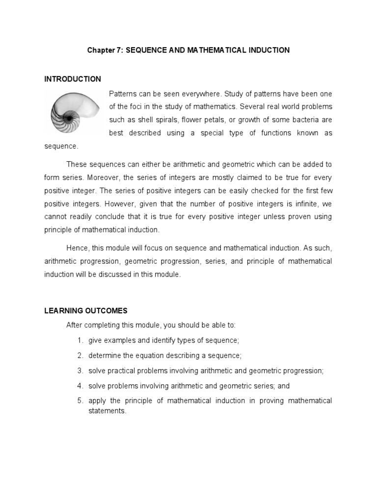 COLLEGE AND ADVANCE ALGEBRA Chapter 7 Sequence and Mathematical Induction | PDF | Mathematics ...