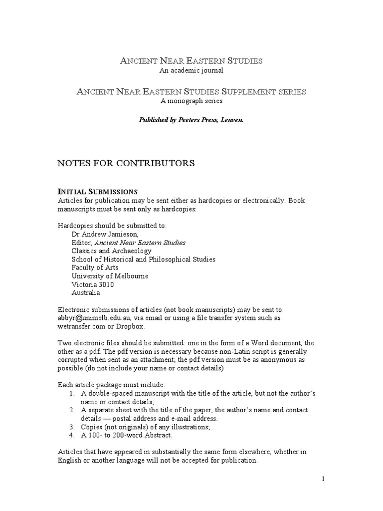 A N E S A N E S S: Notes For Contributors | PDF | Citation | Written ...