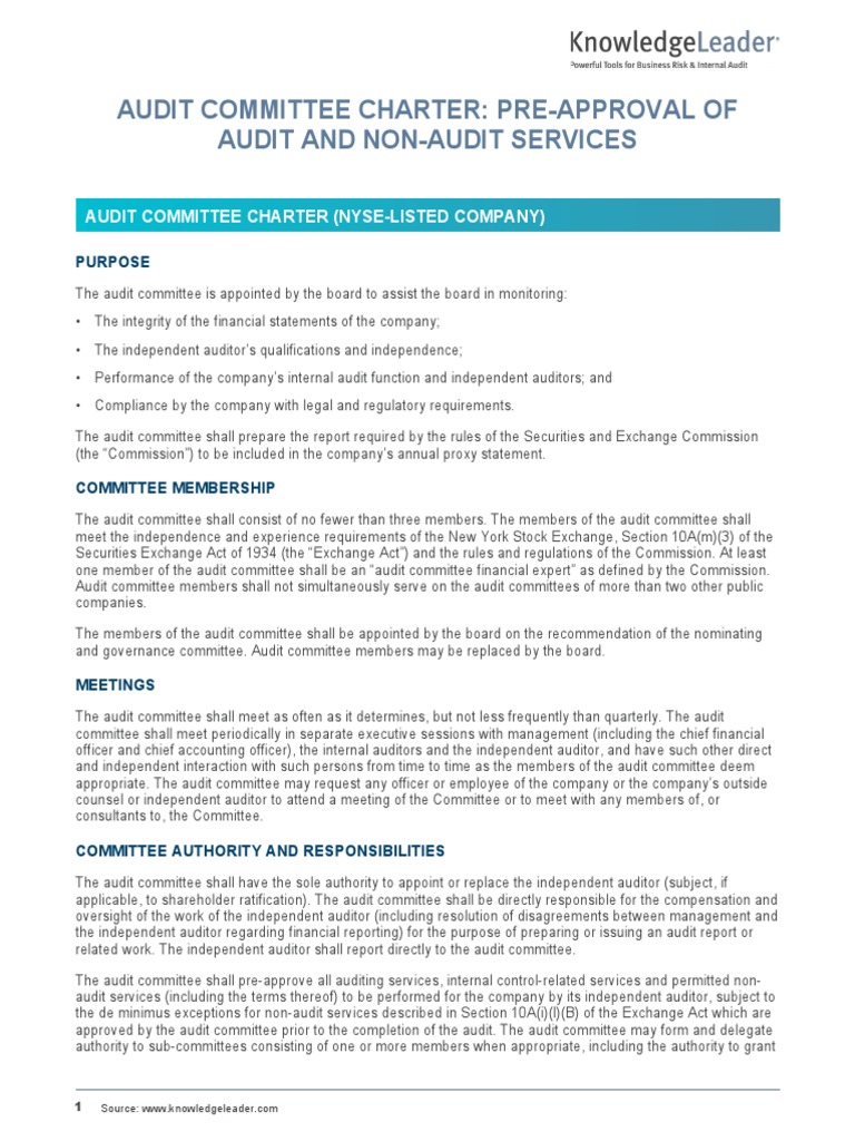 4.3. Audit Committee Charter - Pre-Approval of Audit and Non-Audit ...