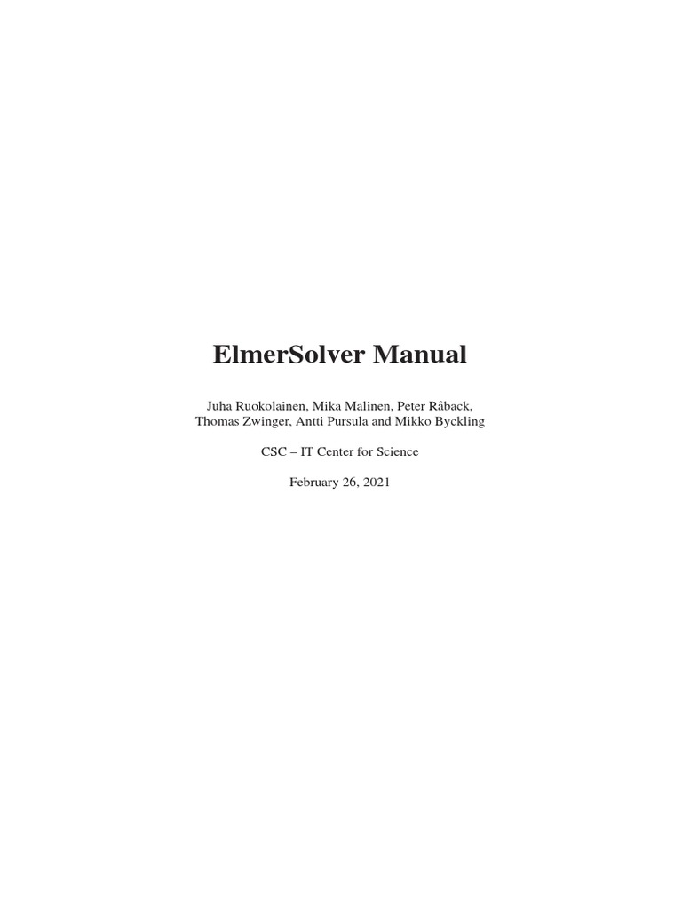 Elmer Solver Manual | PDF | Finite Element Method | System Of Linear ...