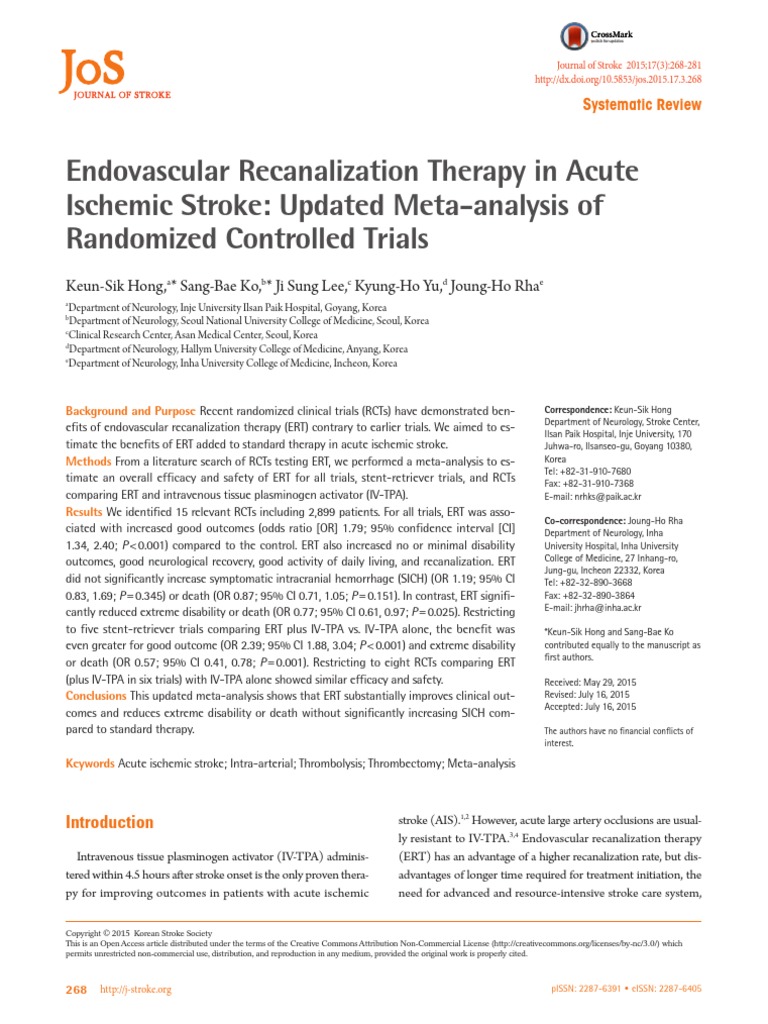 Endovascular Recanalization Therapy in Acute Ischemic Stroke: Updated ...