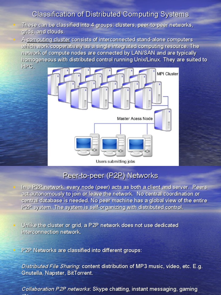 Classification of Distributed Computing Systems | PDF | Peer To Peer | Scalability