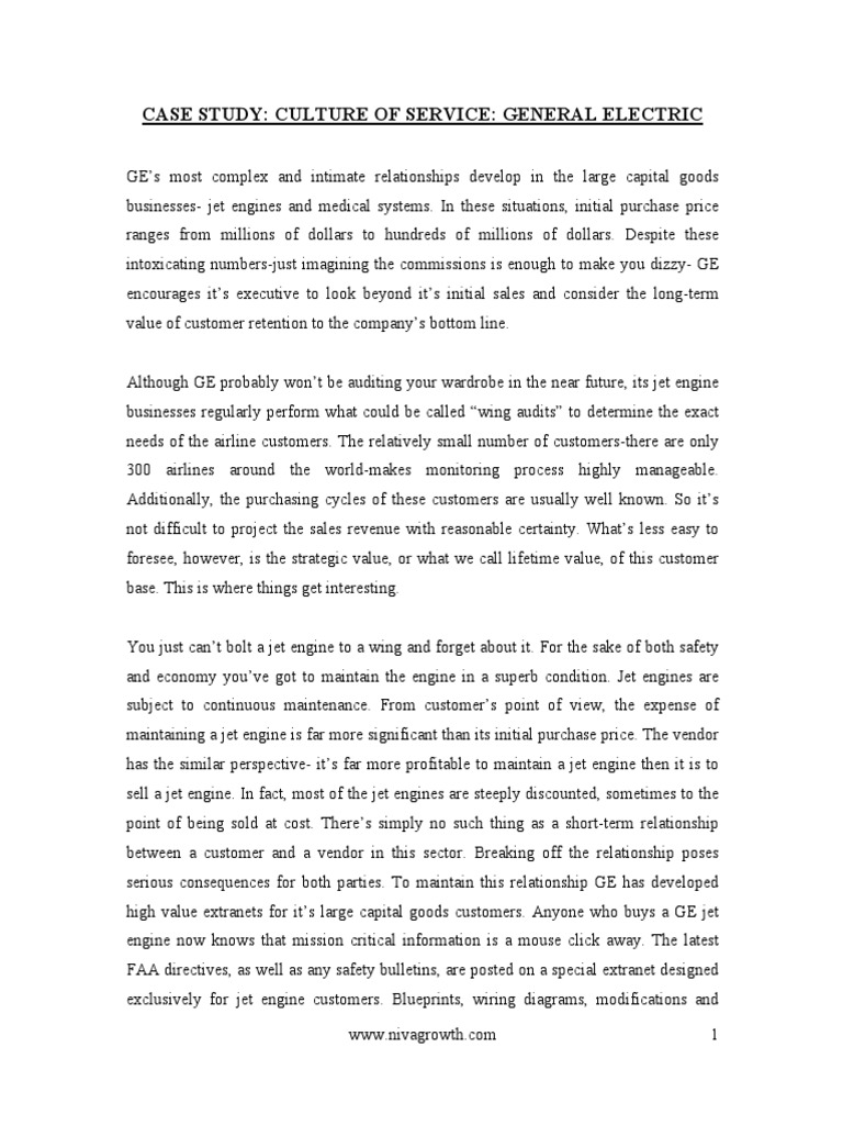 Case Study: Culture of Service: General Electric | PDF | Sales | General Electric