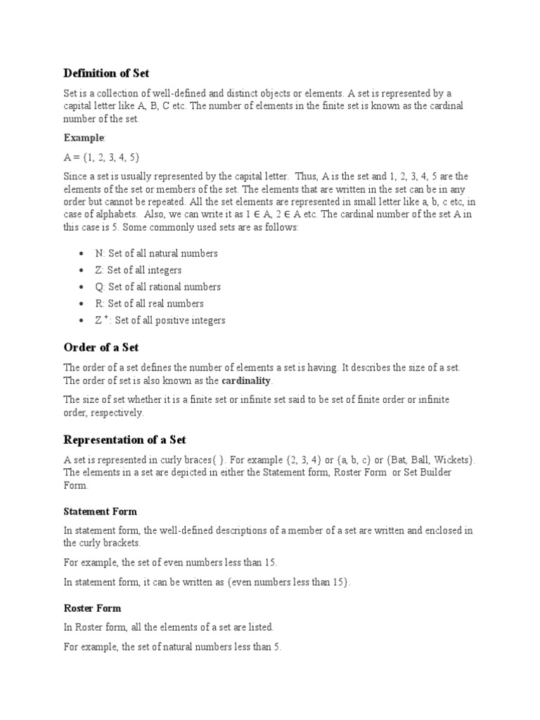 Definition of Set: Example | PDF | Set (Mathematics) | Empty Set