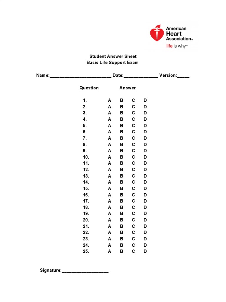 BLS Answer Sheet | PDF