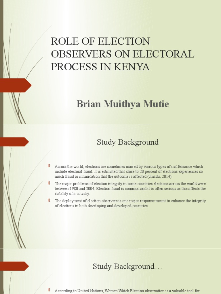 Role of Election Observers On Electoral Process in Kenya | PDF ...