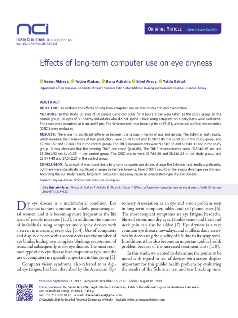 Effects of Long-Term Computer Use On Eye Dryness | PDF | Human Eye ...
