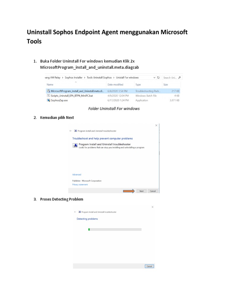 Uninstall Sophos Endpoint Agent Menggunakan Microsoft Tools | PDF
