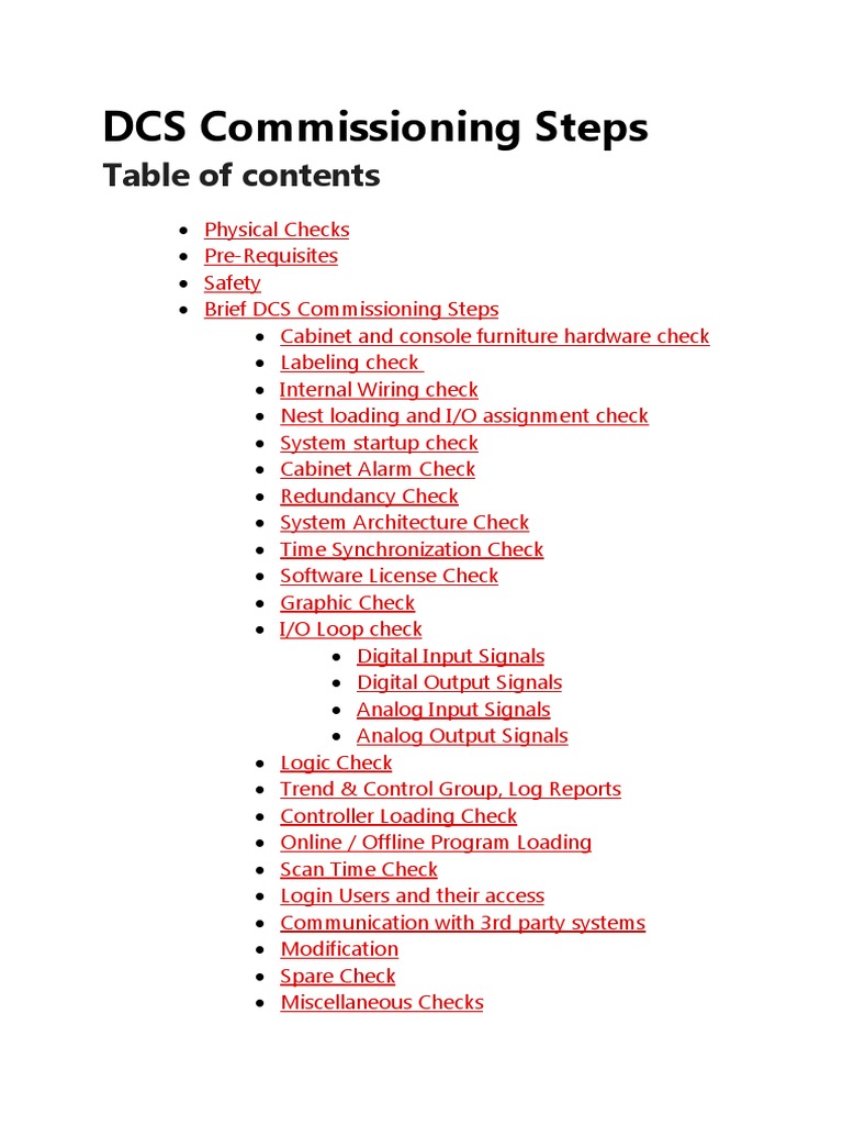 DCS Commissioning Steps | PDF | Input/Output | Programmable Logic Controller