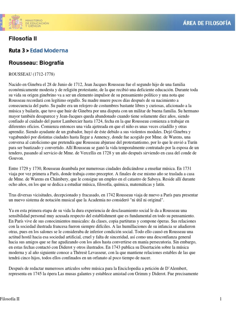 Biografia Rousseau | PDF | Jean-Jacques Rousseau