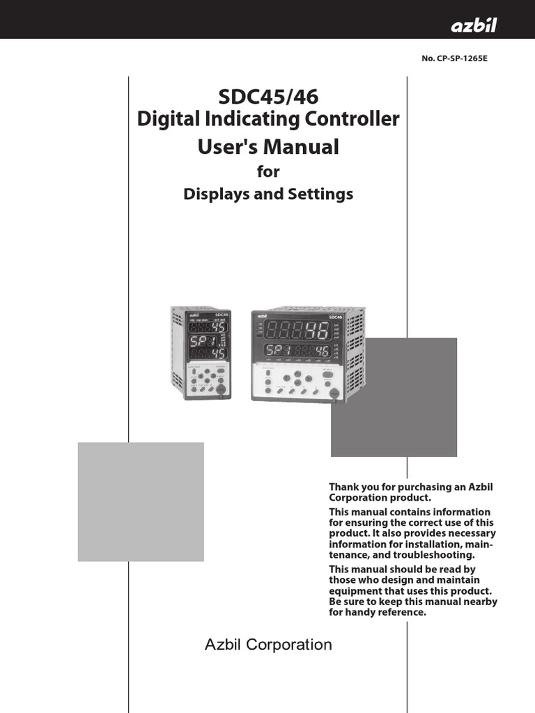 SDC45/46 Digital Indicating Controller User's Manual: For Displays and Settings | PDF ...