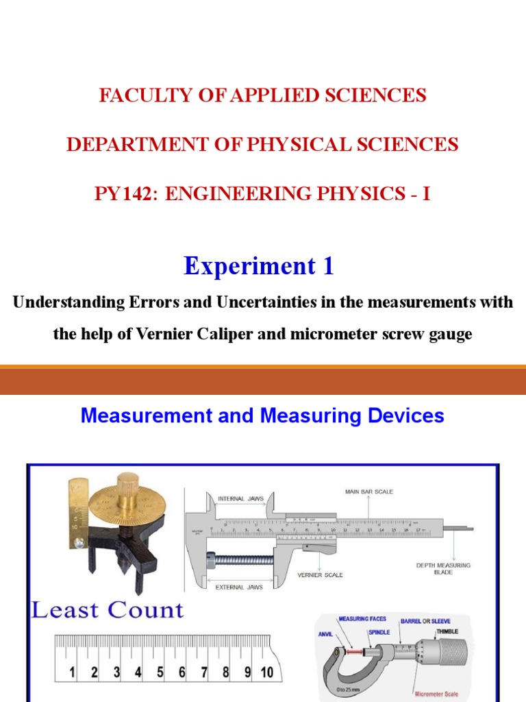 Vernier Calliper and Micrometer Screw Gauge | PDF