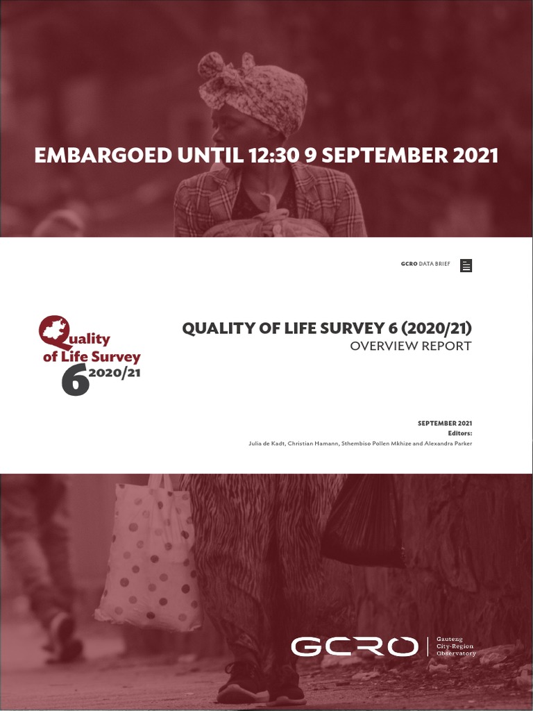 GCRO Quality of Life Survey Report | PDF | Quality Of Life | Food Security
