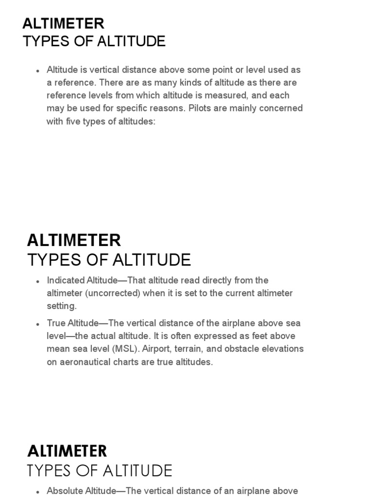 Lesson 6 Types of Altitude, Altimeter | Download Free PDF | Altitude ...