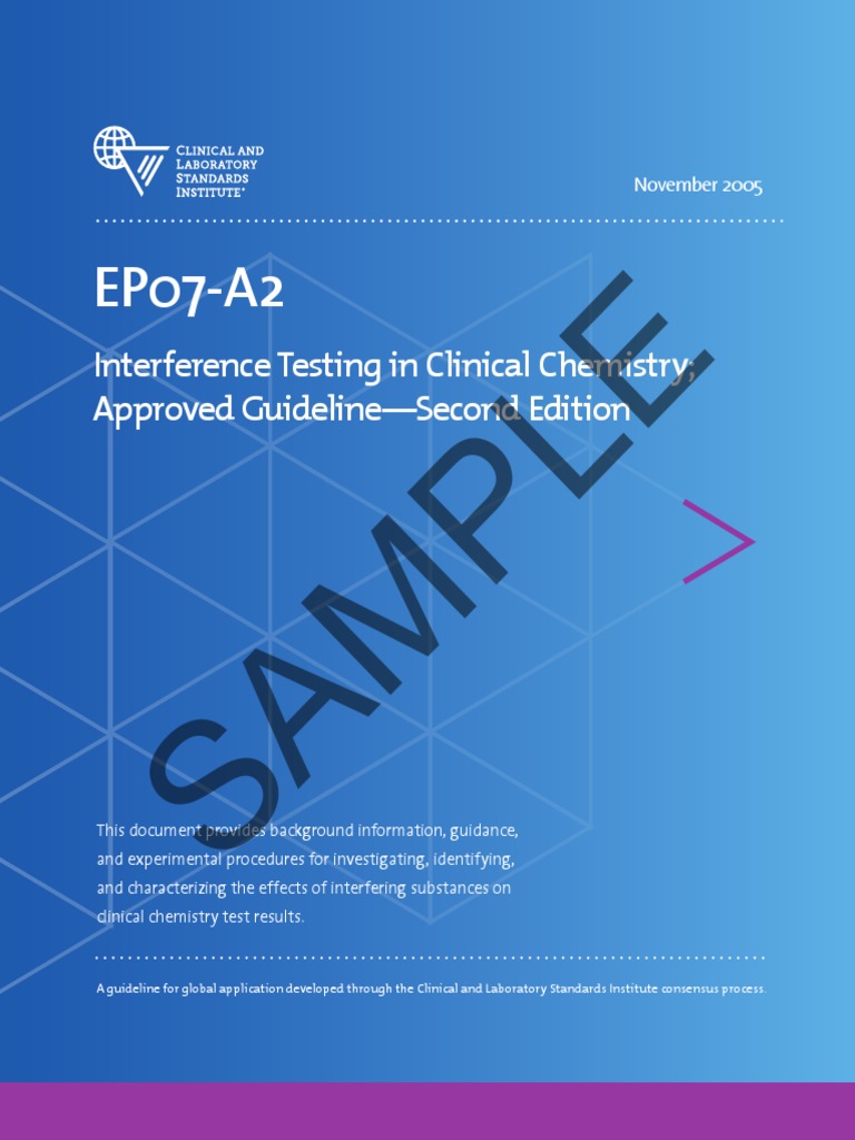 Sample: Interference Testing in Clinical Chemistry Approved Guideline ...