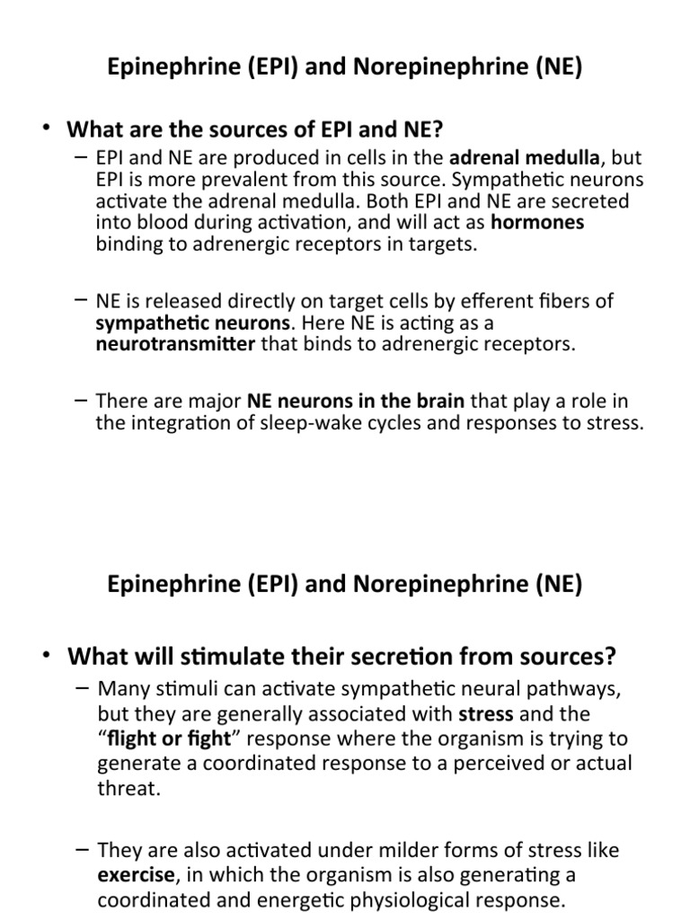 Epinephrine and Norepinephrine | PDF | Norepinephrine | Adrenal Gland