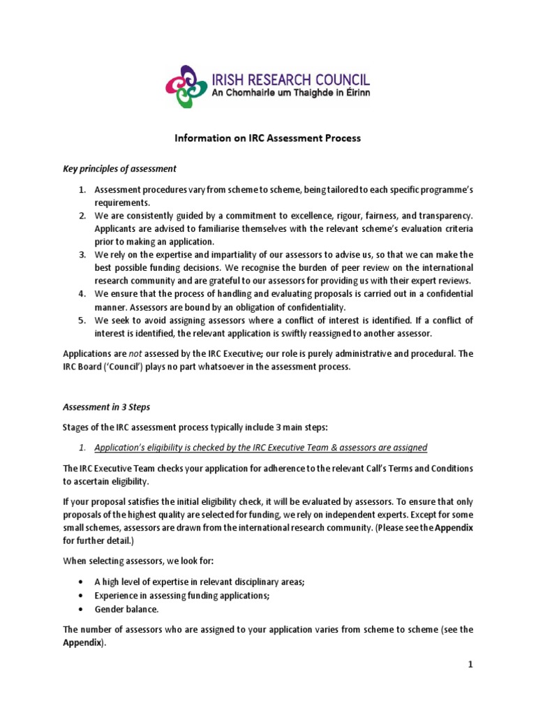Information On IRC Assessment Process | PDF | Evaluation