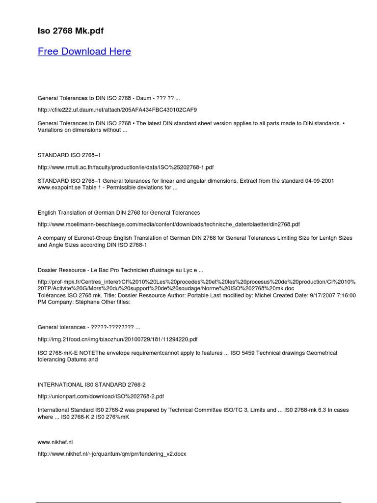 Free Download Here: Iso 2768 MK PDF | PDF | Engineering Tolerance ...