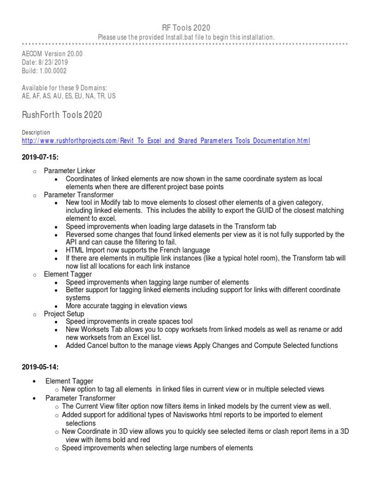 RushForth - Tools - 2020 | PDF | Microsoft Excel | Autodesk Revit