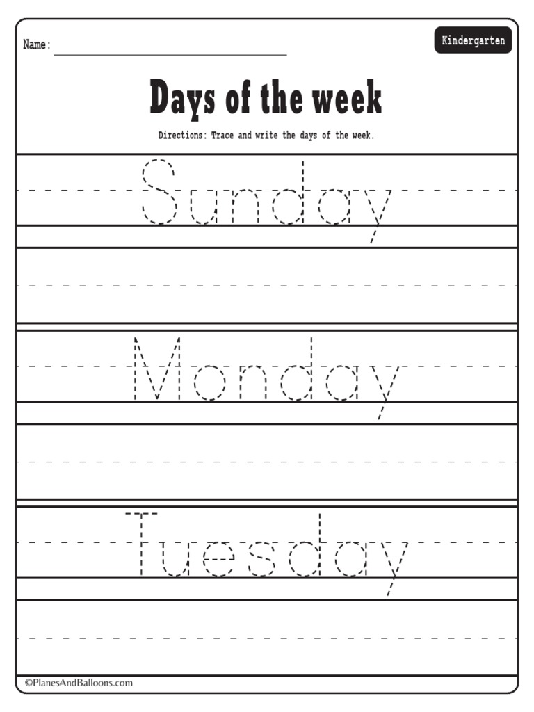 Days of The Week and Months of The Year Worksheets PDF | PDF