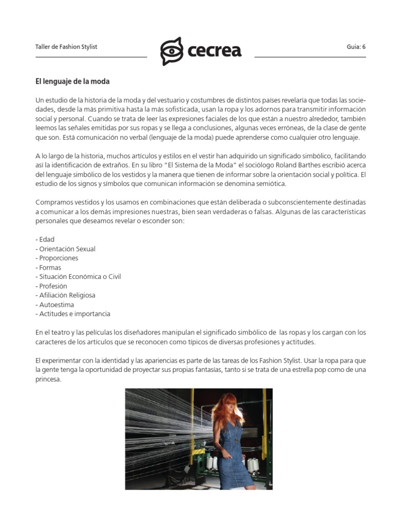 Guía 6 Lenguaje de La Moda Fashion Stylist | PDF | Moda | Ropa