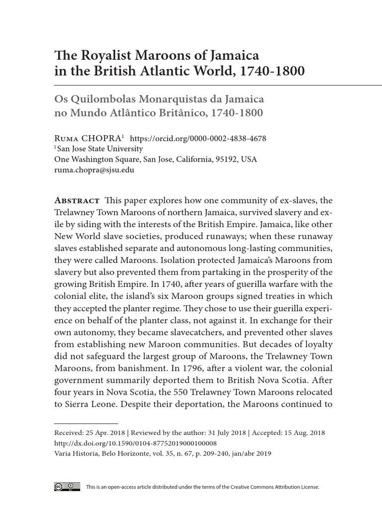 Royalist Maroons of Jamaica, 1740-1800 | PDF | Loyalist (American ...
