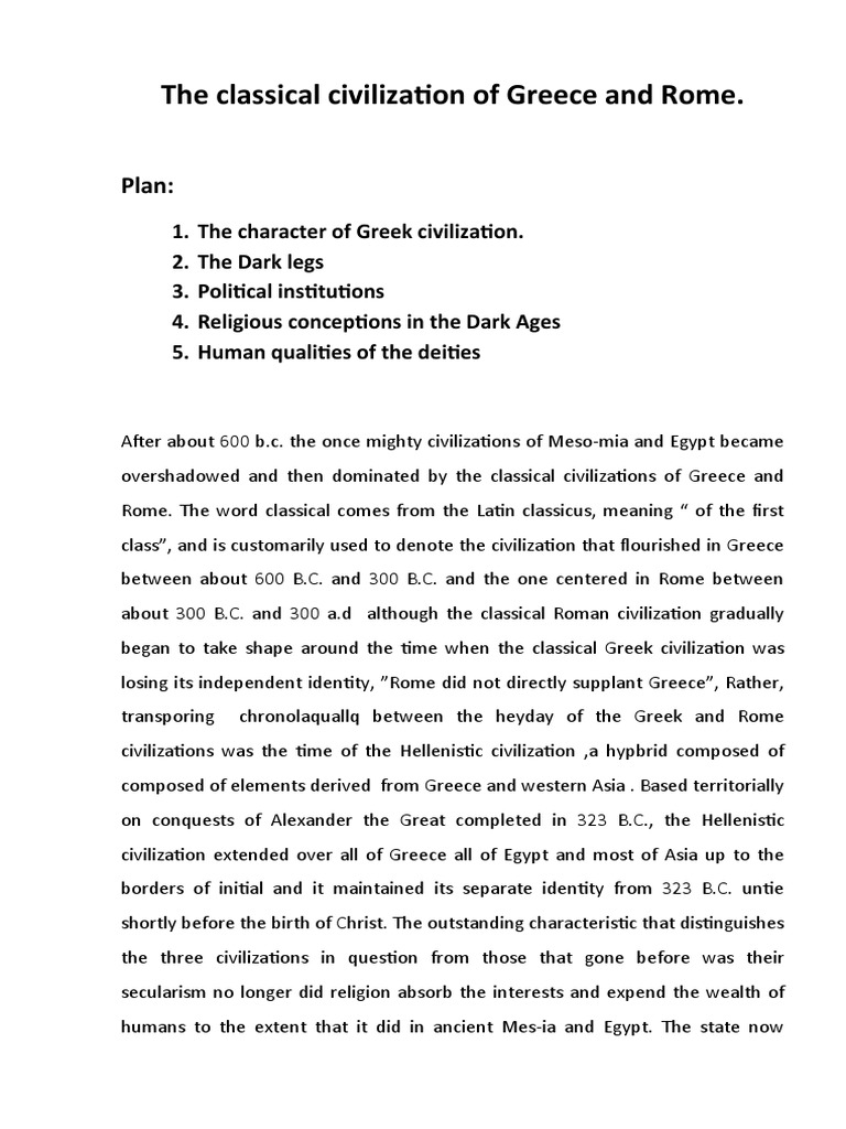 The Classical Civilization Of Greece And Rome Pdf Ancient Greece