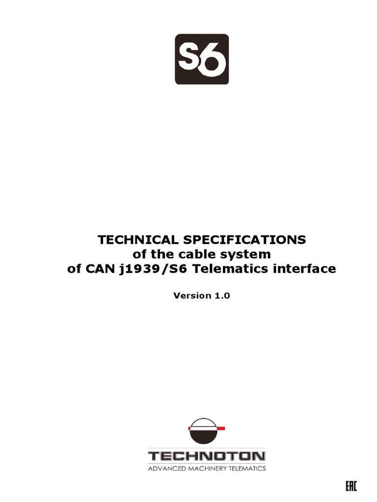 Technical Specifications of The Cable System of CAN j1939/S6 Telematics ...