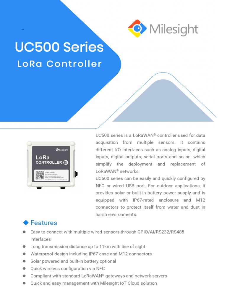 Uc500 Series: Lora Controller | PDF | Computer Networking | Information Age