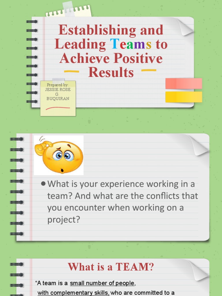 Establishing and Leading Teams To Achieve Positive Results Buquiran ...