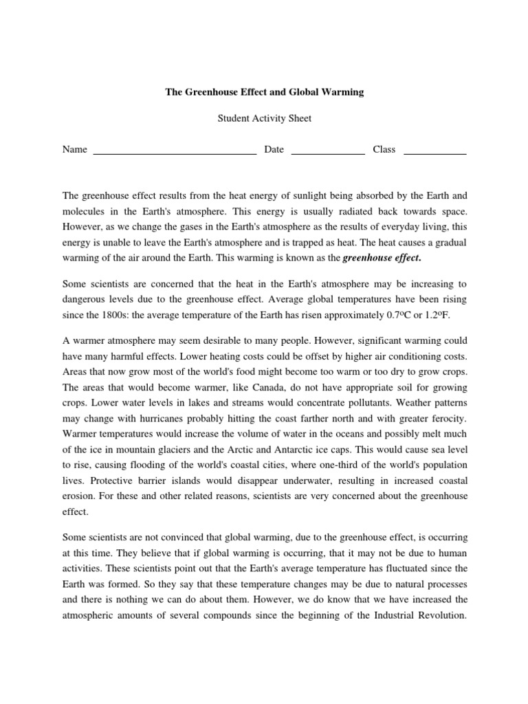Greenhouse Effect | PDF | Global Warming | Atmosphere Of Earth
