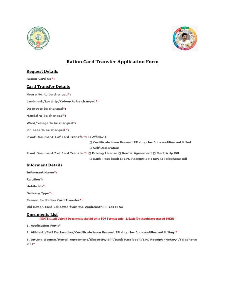 Apply for Ration Card Address Change | PDF