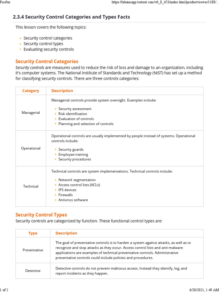 Security Control Categories and Types Facts | PDF | Securities ...